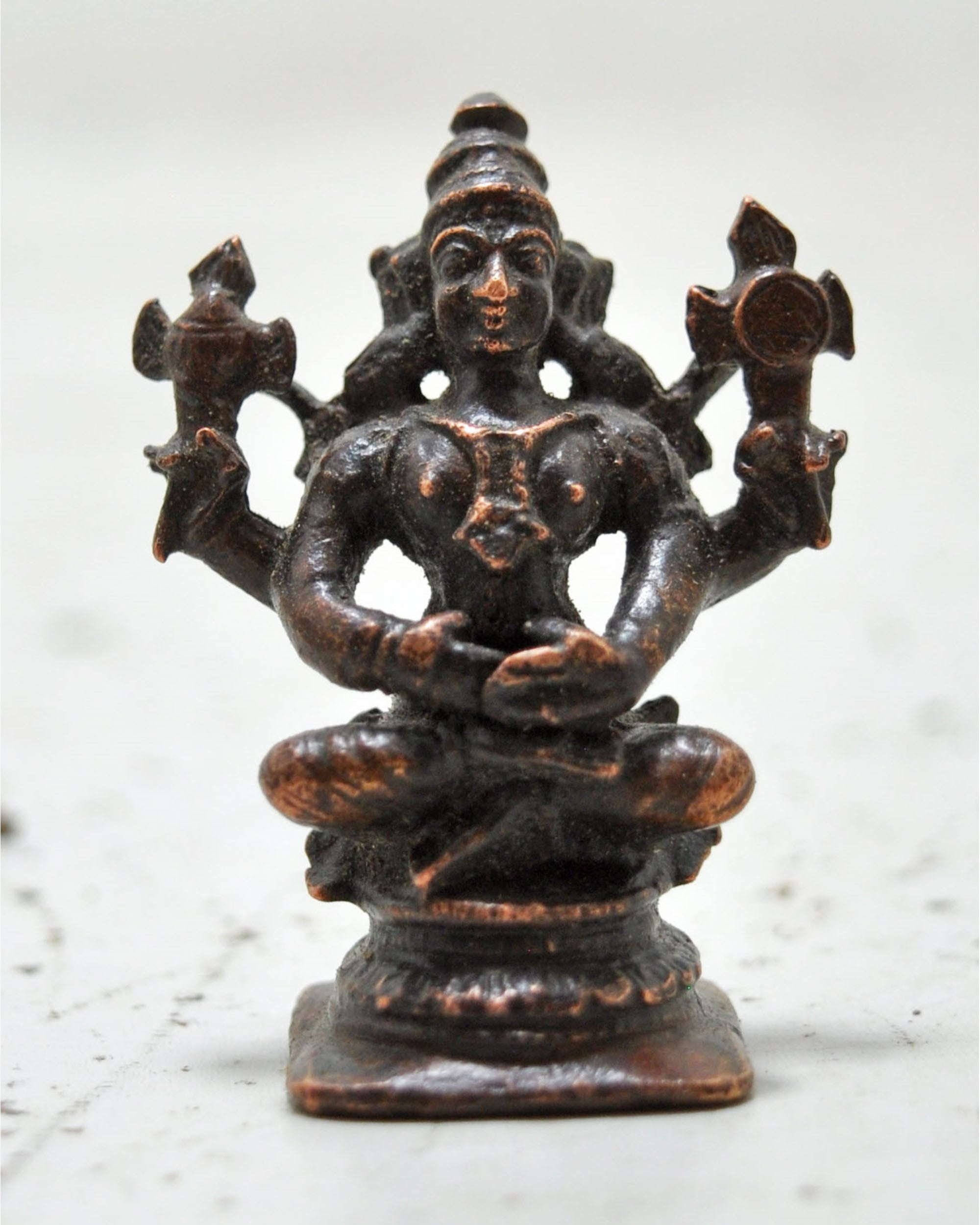 Antique Copper God Vishnu Idol Figurine Original Old Hand Crafted Engr ...